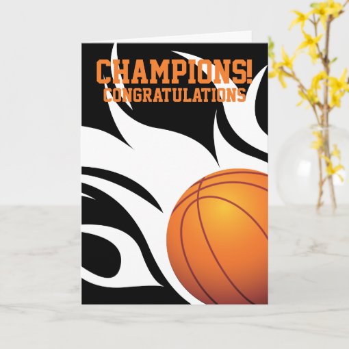 Flaming Basketball B&W Congratulations Card | Zazzle