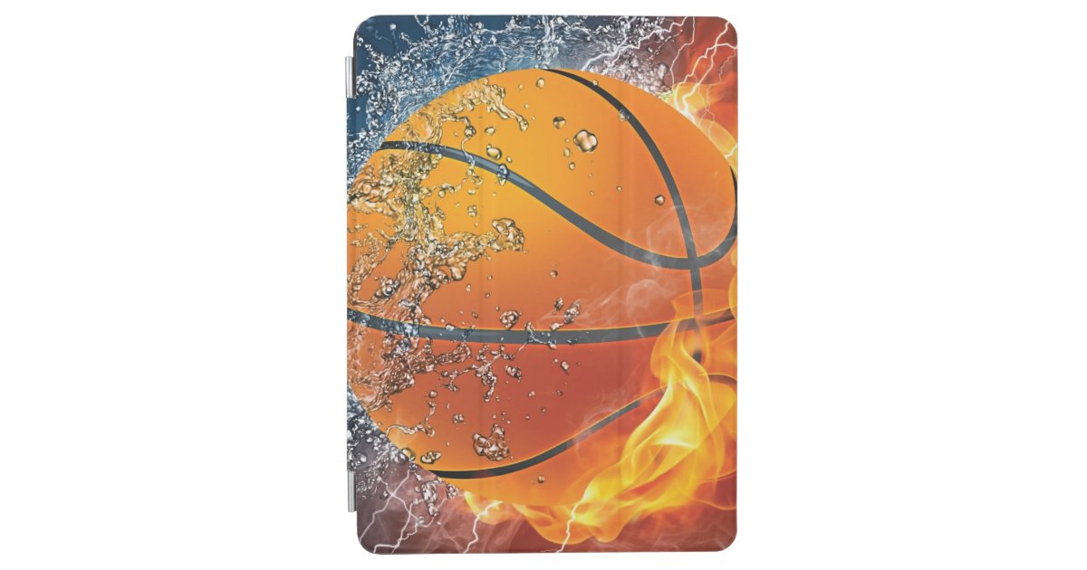 Flaming basketball iPad air cover | Zazzle