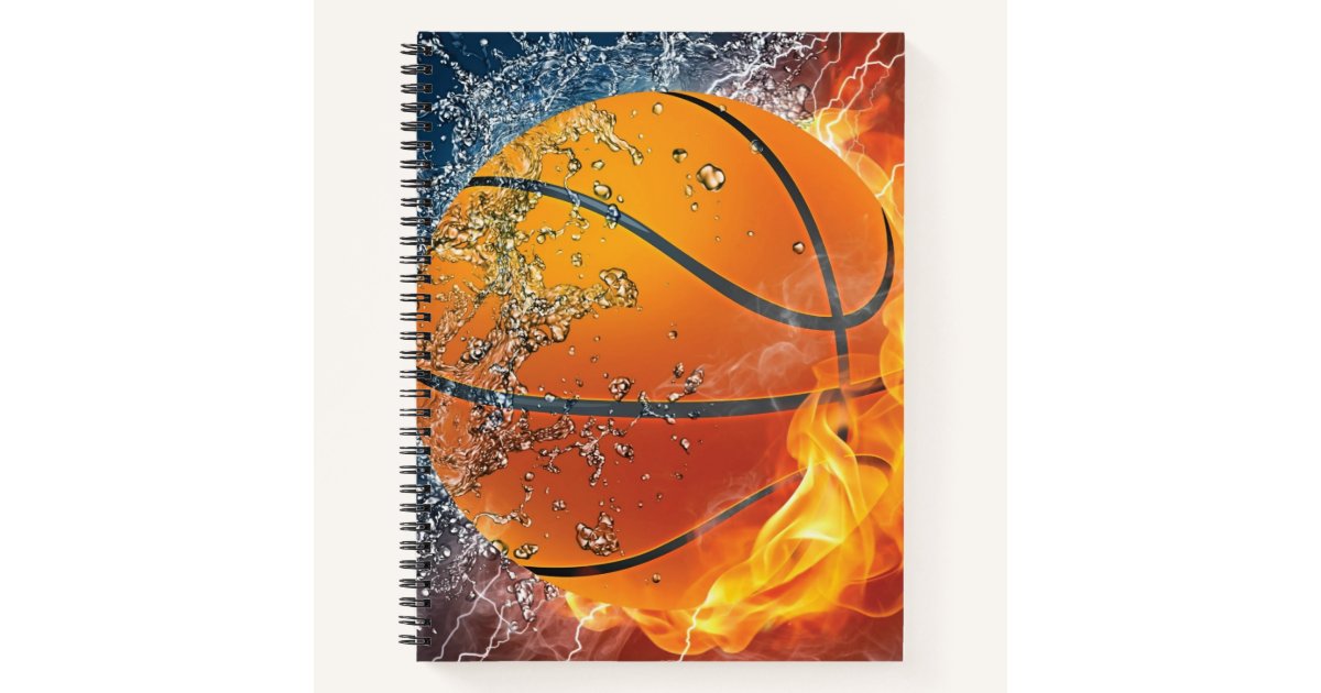 Flaming Basketball Notebook | Zazzle