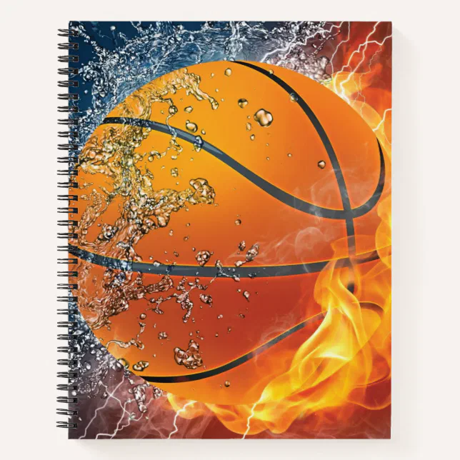 Flaming Basketball Notebook | Zazzle