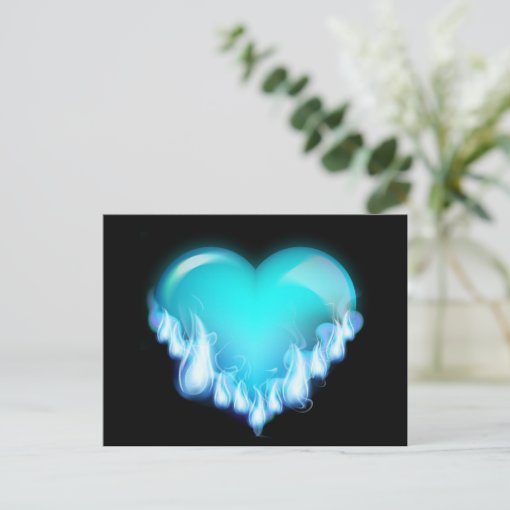 FLAMING BLUE ICE HEART LOVE SWEETHEARTS FLIRTING T POSTCARD | Zazzle