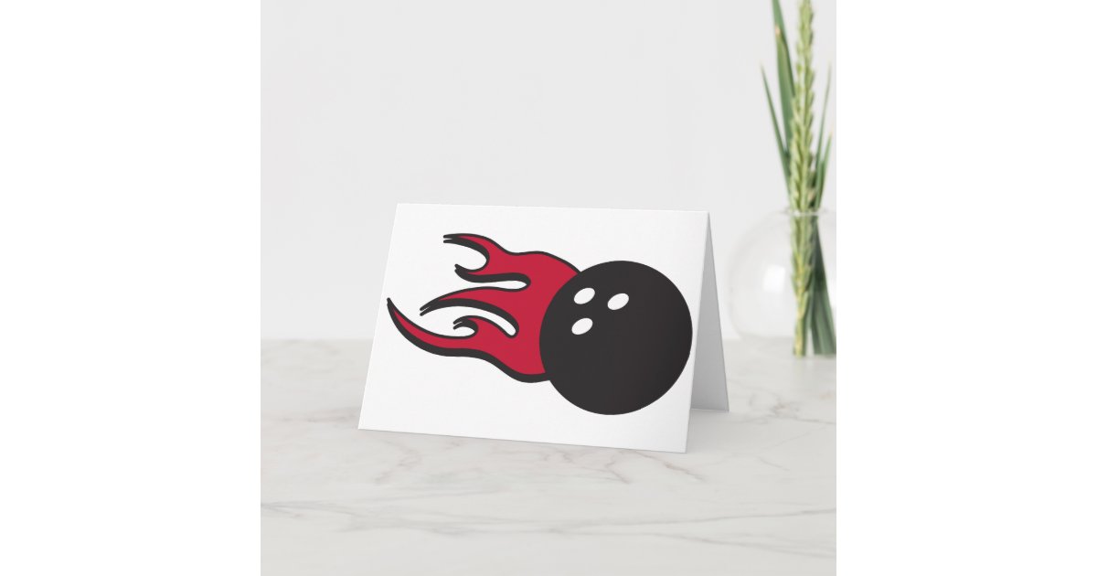 Flaming Bowling Ball Card | Zazzle