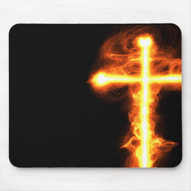 Flaming Cross Mousepad | Zazzle