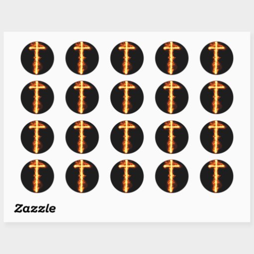 Flaming Cross Sticker | Zazzle
