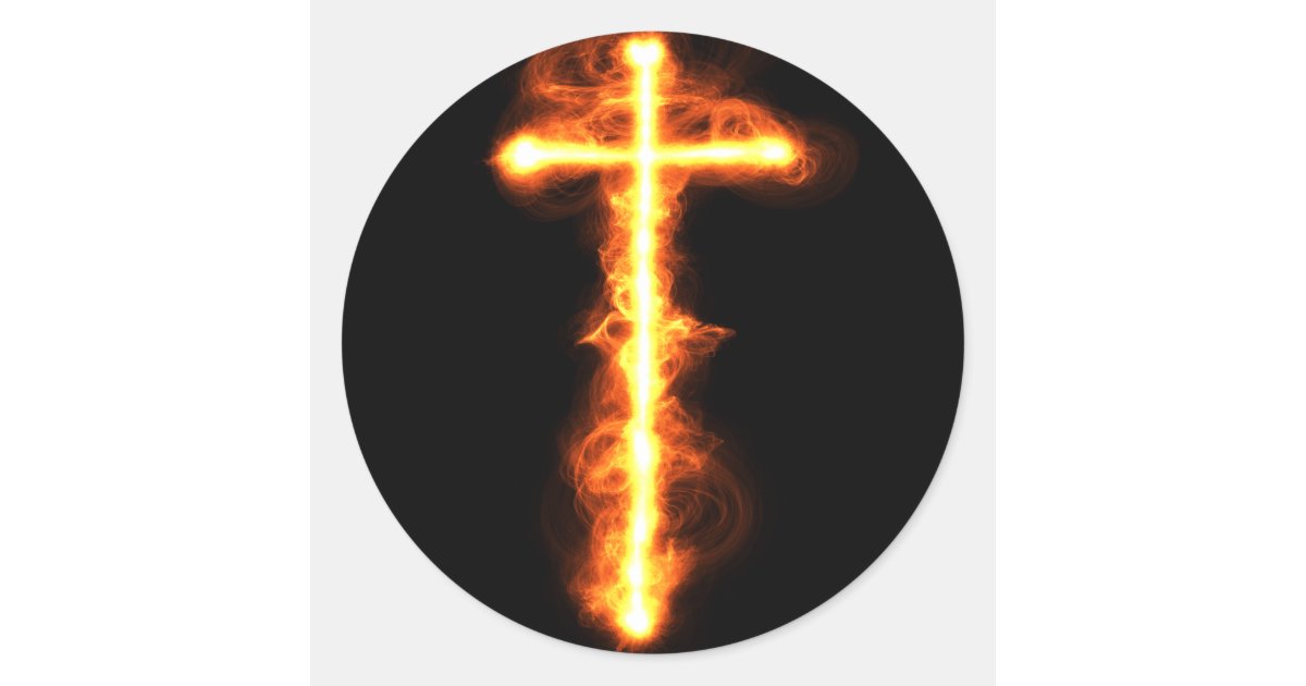 Flaming Cross Sticker | Zazzle