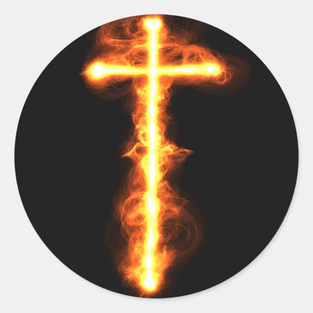 Flaming Cross Sticker | Zazzle