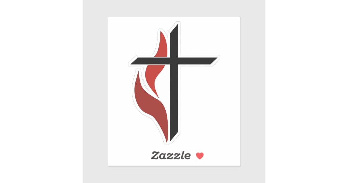 Flaming Cross Sticker | Zazzle