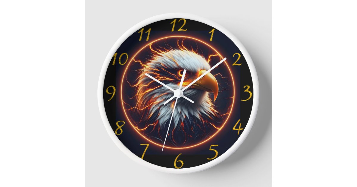 Flaming Eagle Vision Clock | Zazzle