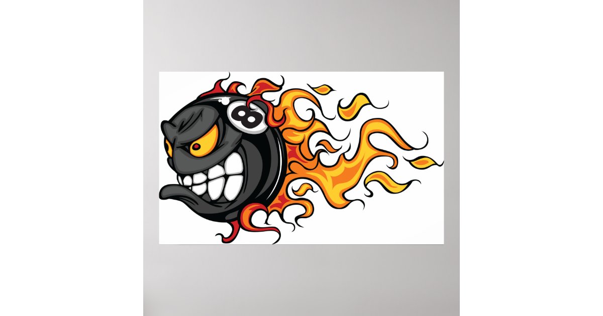 Flaming Eight Ball Poster | Zazzle