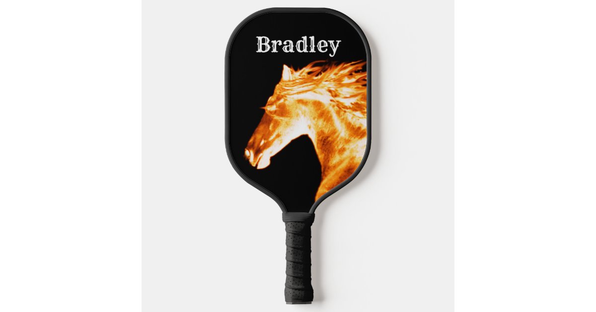 Flaming Fire Horse Personalized Pickleball Paddle | Zazzle