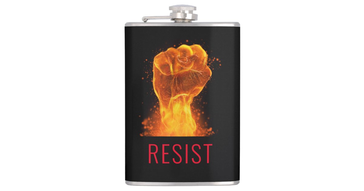 Flaming Fist Resist Customizable Flask | Zazzle