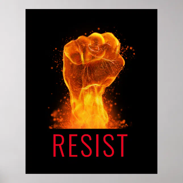 Flaming Fist Resist Customizable Poster | Zazzle