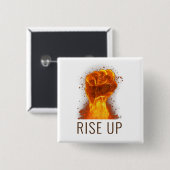 Flaming Fist Rise Up Button | Zazzle