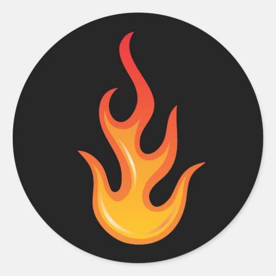 Flaming hot fire flame on black stickers | Zazzle.com