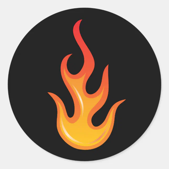 Flaming hot fire flame on black stickers | Zazzle
