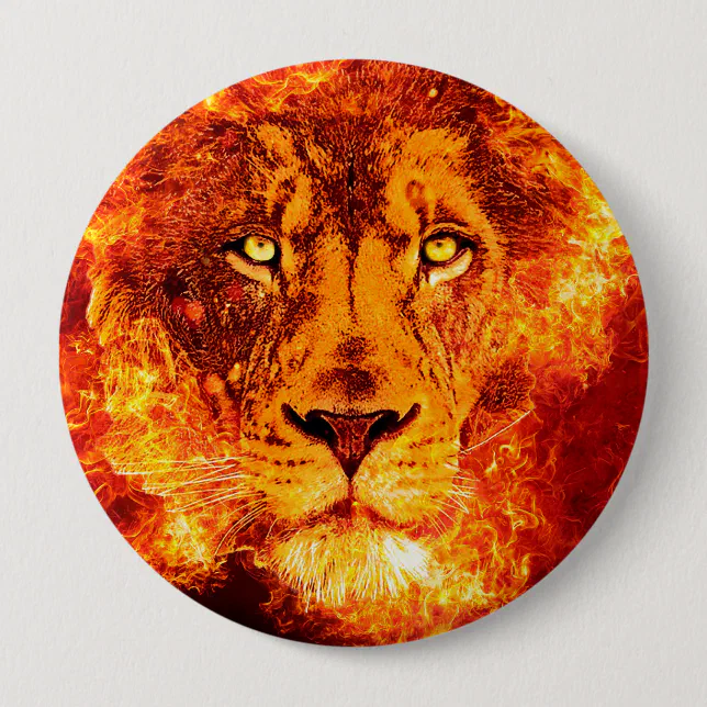 Flaming Lion Large Button | Zazzle