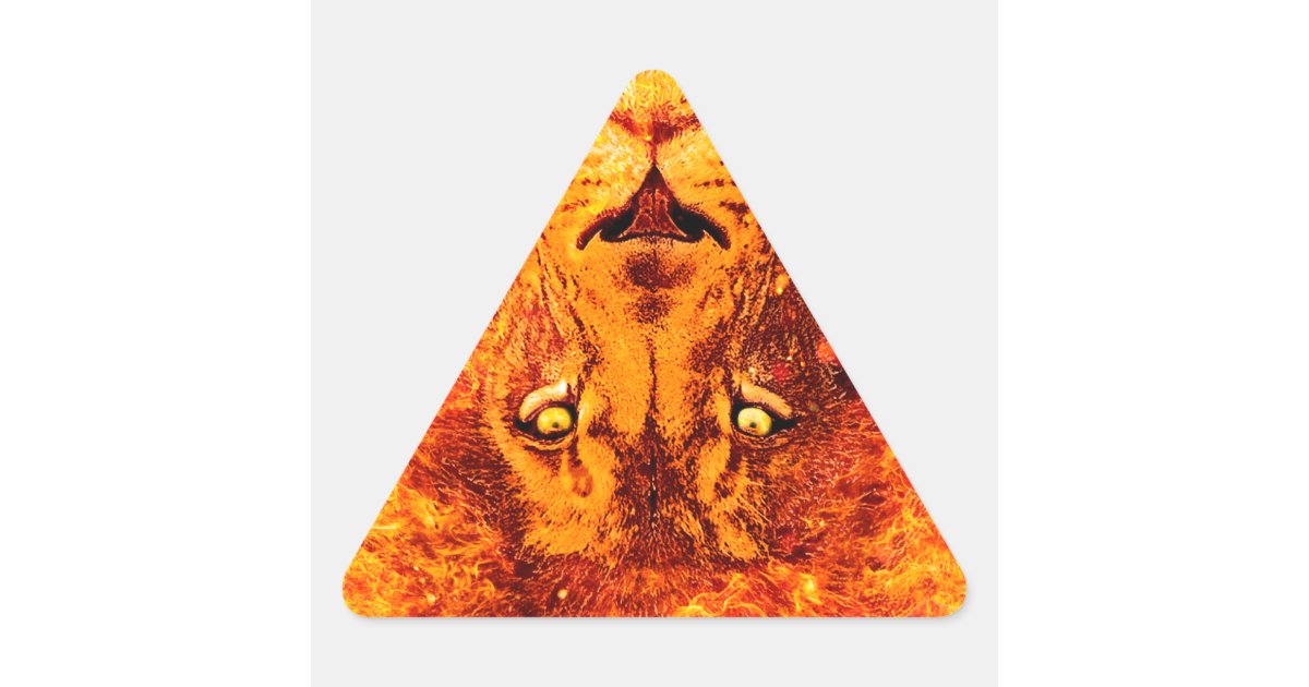 Flaming Lion of Judah Triangle Sticker | Zazzle