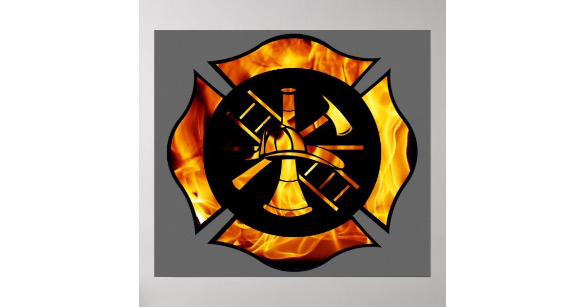 Flaming Maltese Cross 2 Poster | Zazzle
