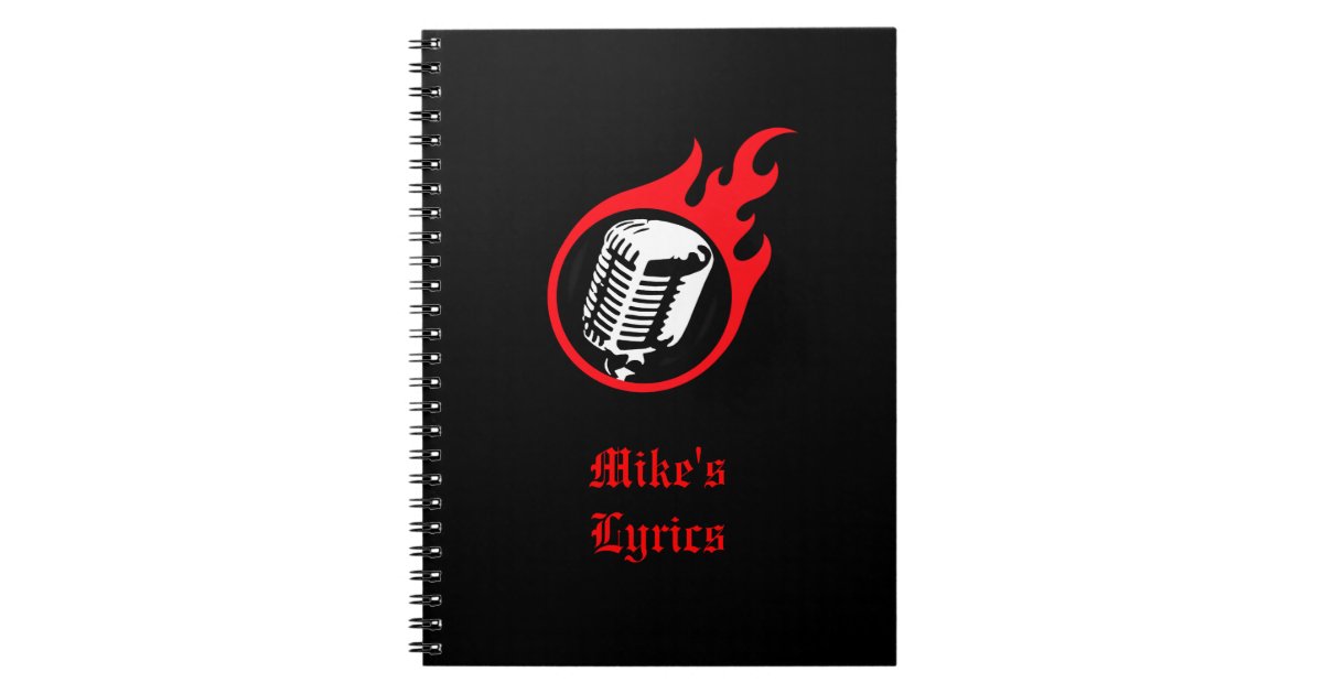 Flaming Mic Notebook | Zazzle
