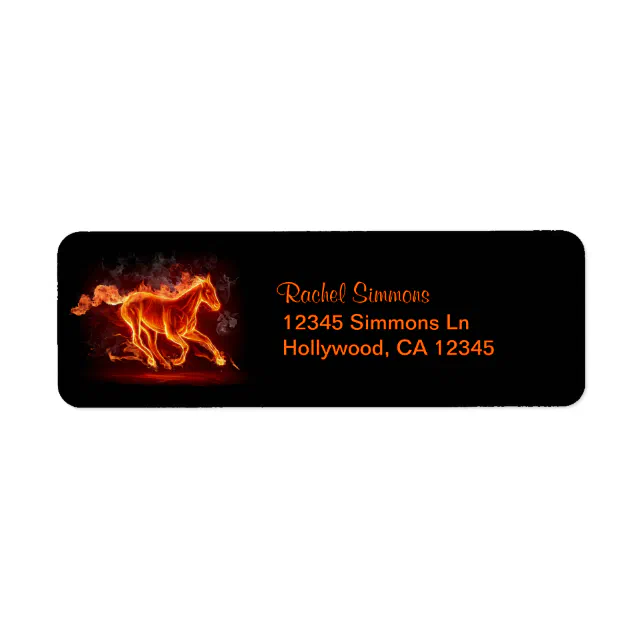 Flaming Mustang Label | Zazzle
