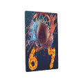 Flaming Six Seven Basketball Scoring Thru Hoop Metal Print | Zazzle