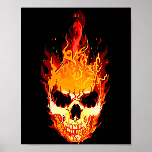 Flaming Skull Poster | Zazzle