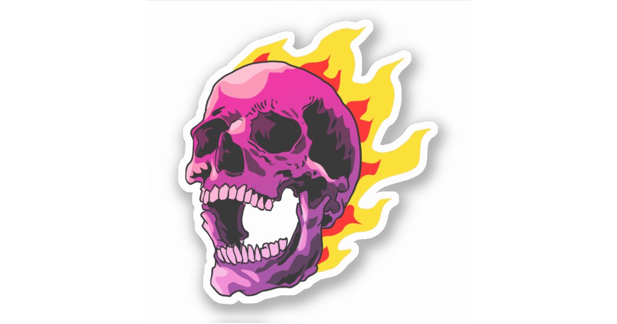 Flaming skull sticker | Zazzle