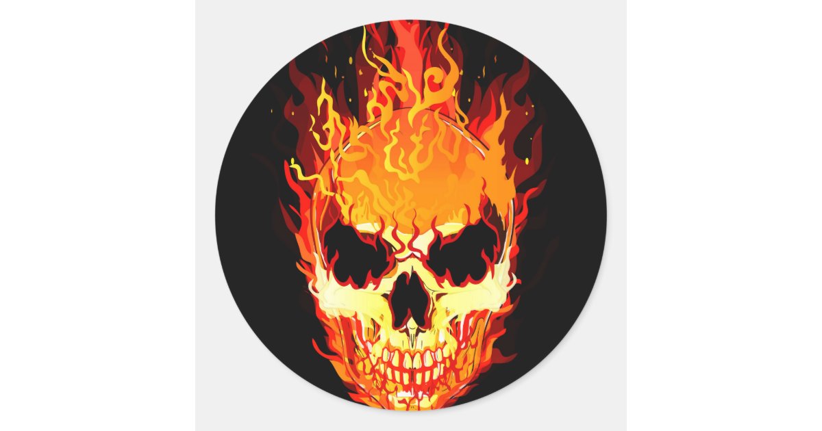 Flaming Skull Sticker | Zazzle