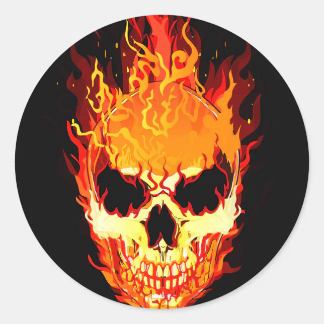 Flaming Skull Sticker | Zazzle