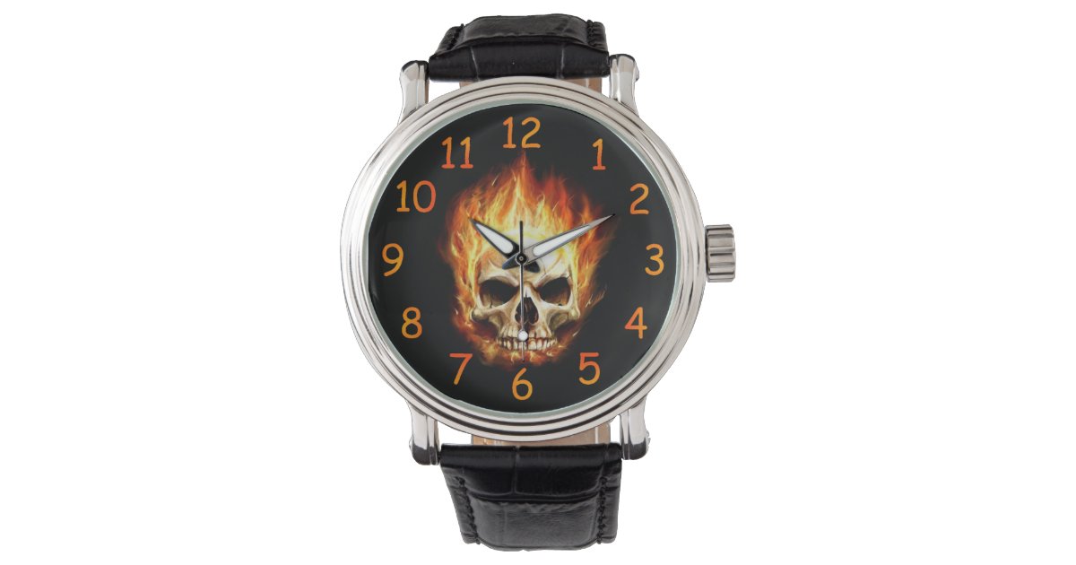 Flaming Skull Watch | Zazzle