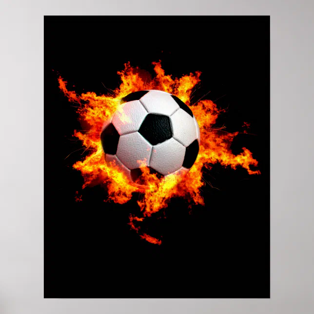 Flaming Soccer Ball Poster | Zazzle