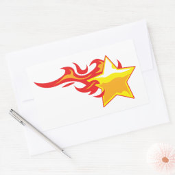 Flaming Star Rectangular Sticker | Zazzle