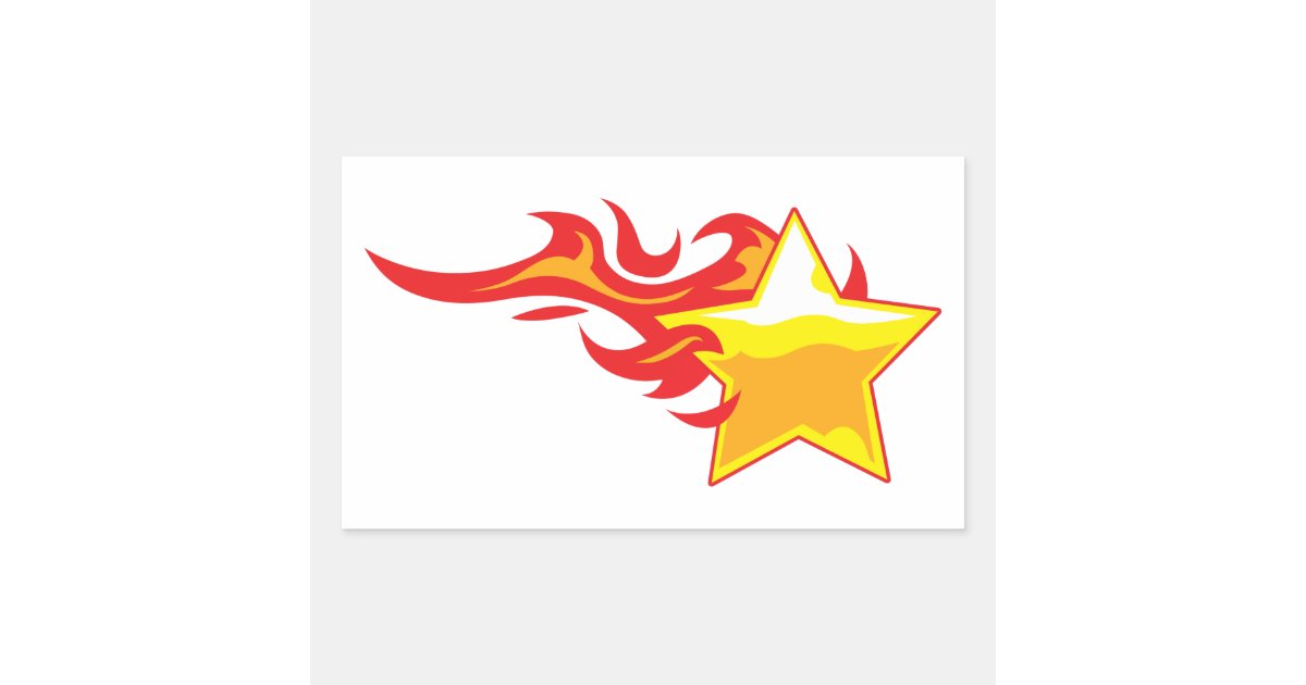 Flaming Star Rectangular Sticker | Zazzle