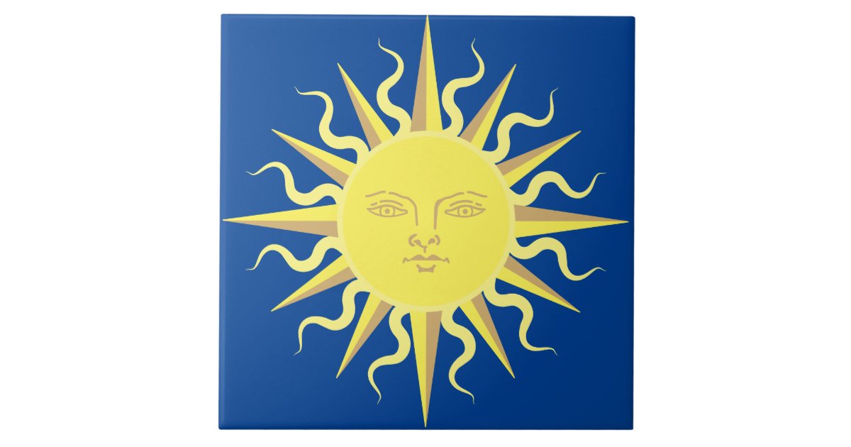 Flaming Sun Face Template Ceramic Tile | Zazzle