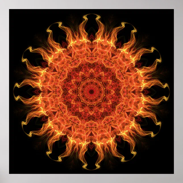 Flaming Sun Poster | Zazzle