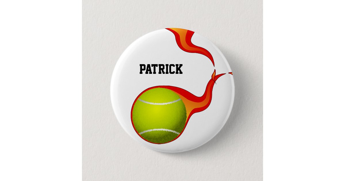 flaming Tennis ball Pinback Button | Zazzle
