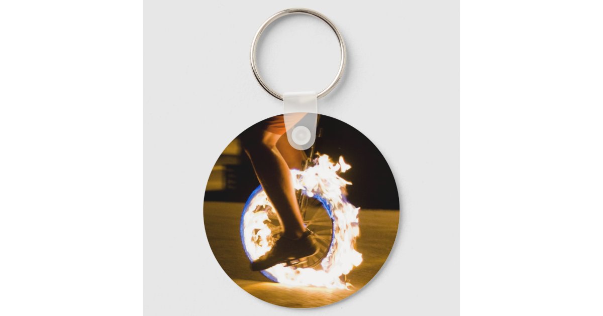 Flaming Unicycle Keychain | Zazzle