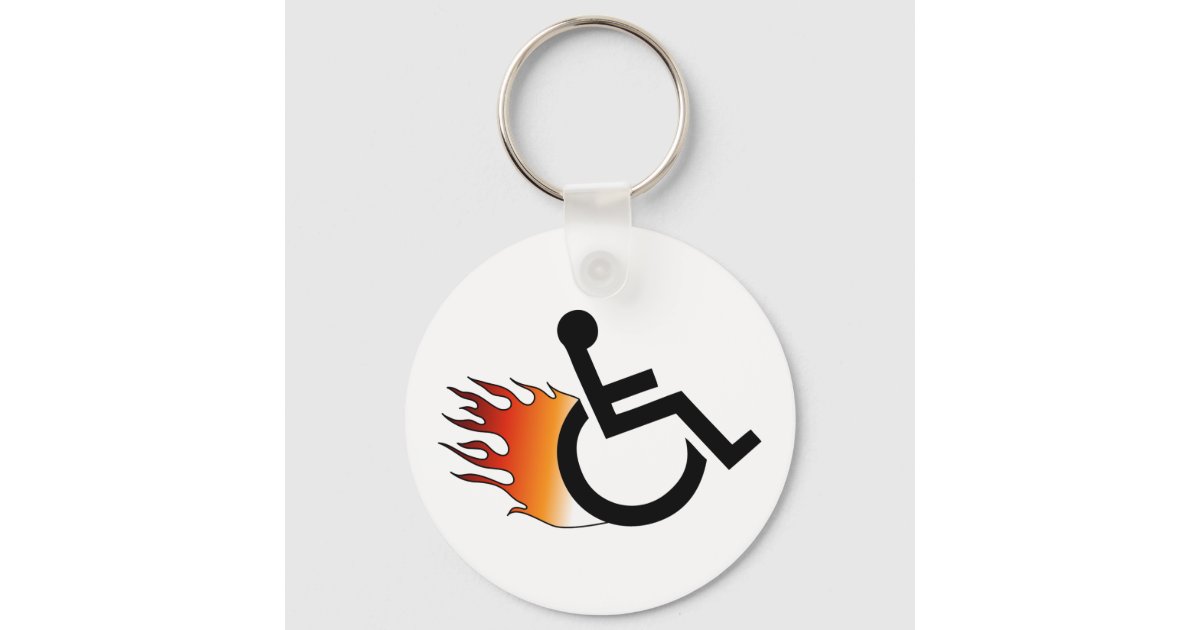 Flaming Wheelchair Keychain | Zazzle