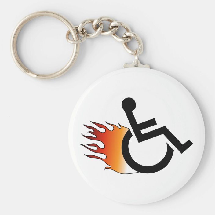 Flaming Wheelchair Keychain | Zazzle