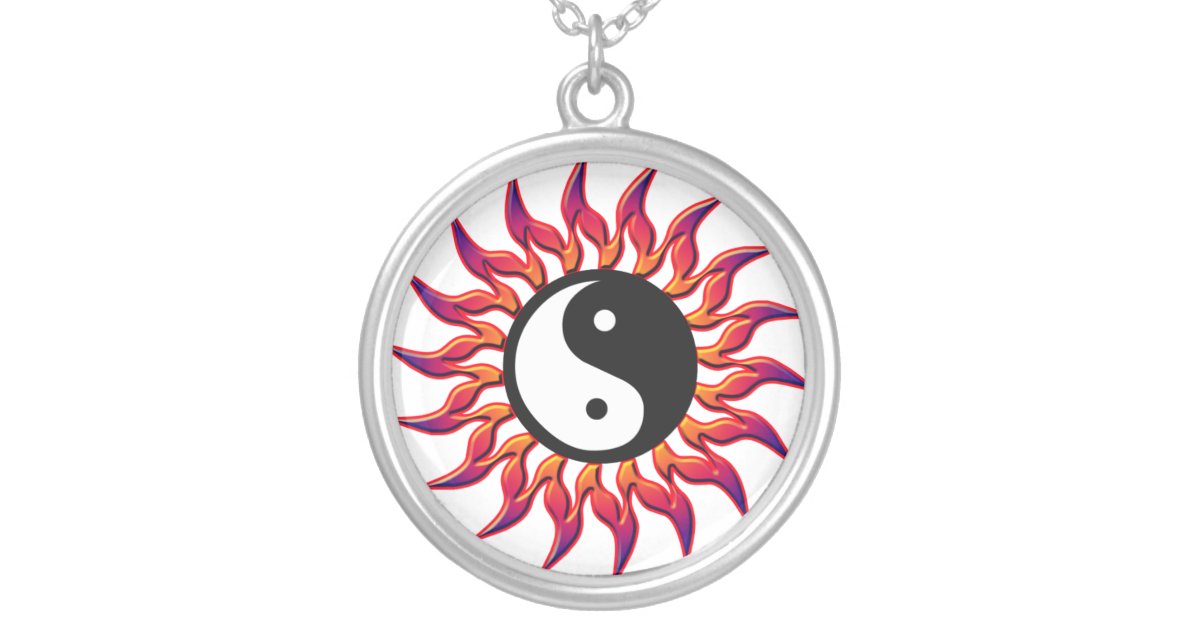 Flaming Yin Yang Sun Necklace | Zazzle