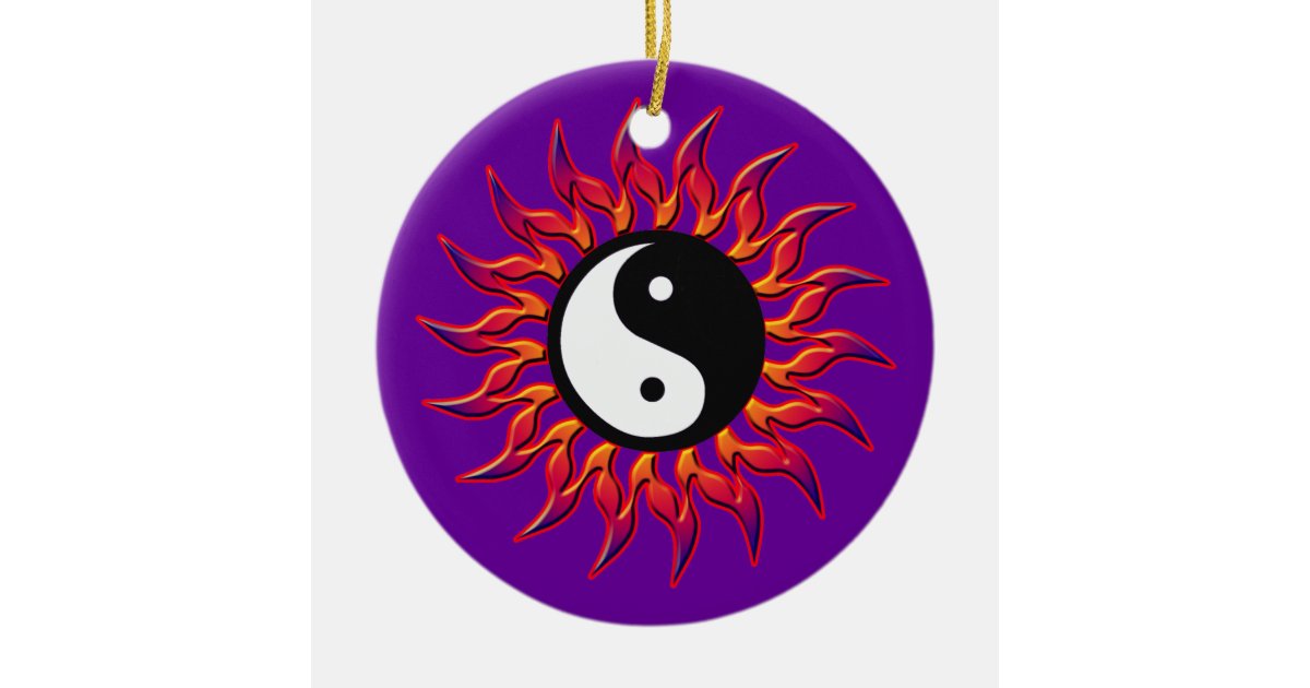 Flaming Yin Yang Sun Ornament | Zazzle