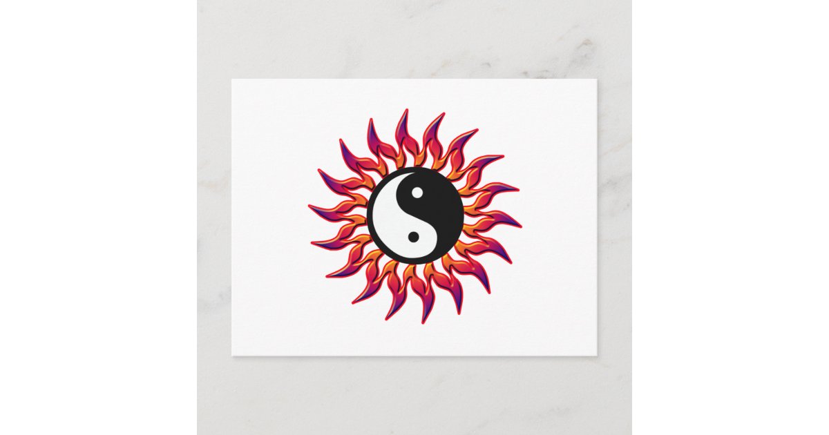 Flaming Yin Yang Sun Postcard | Zazzle.com