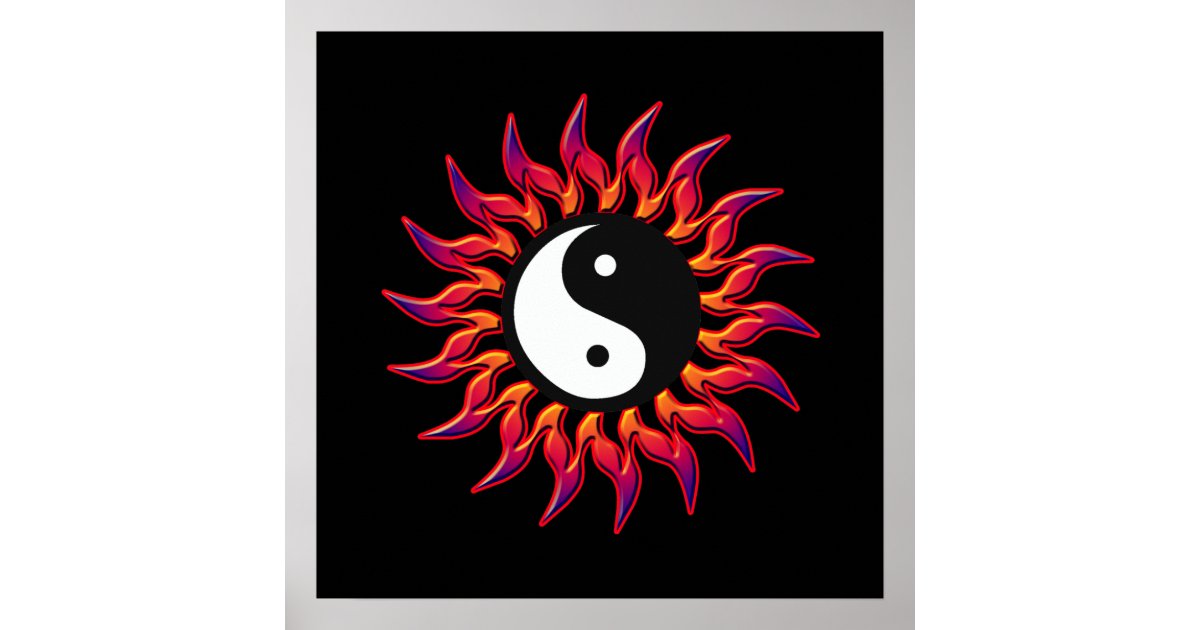 Flaming Yin Yang Sun Poster | Zazzle