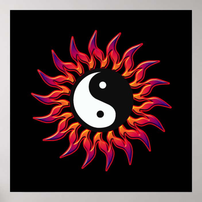 Flaming Yin Yang Sun Poster | Zazzle.com