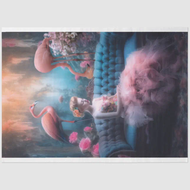 Flamingo Arcadia, 1950's Girl, Ethereal Garden Tissue Paper | Zazzle