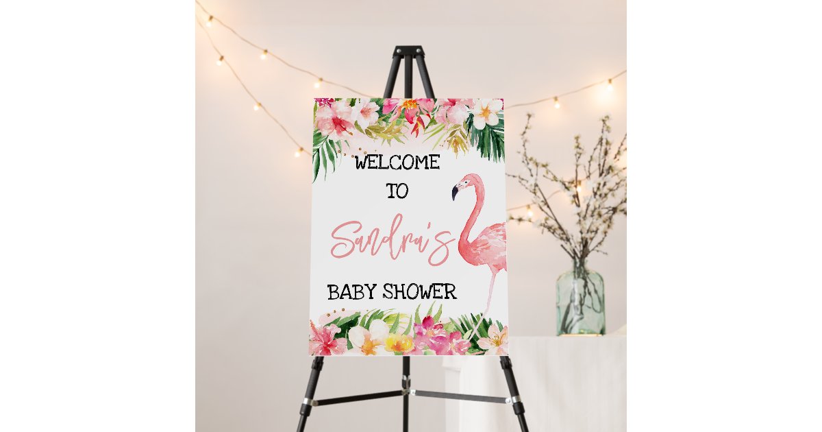 Flamingo Baby Shower Welcome Sign | Zazzle