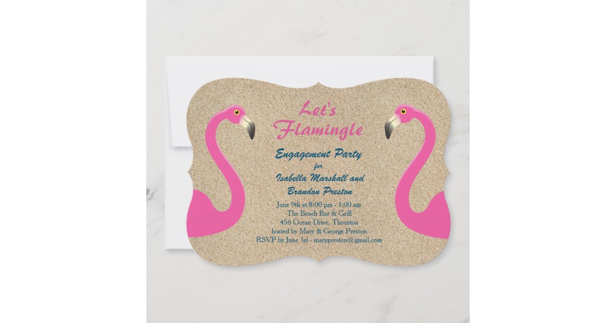 Flamingo Beach Engagement Party Invitation | Zazzle