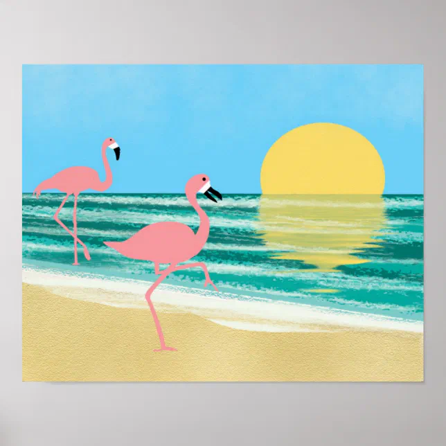 Flamingo Beach Poster | Zazzle