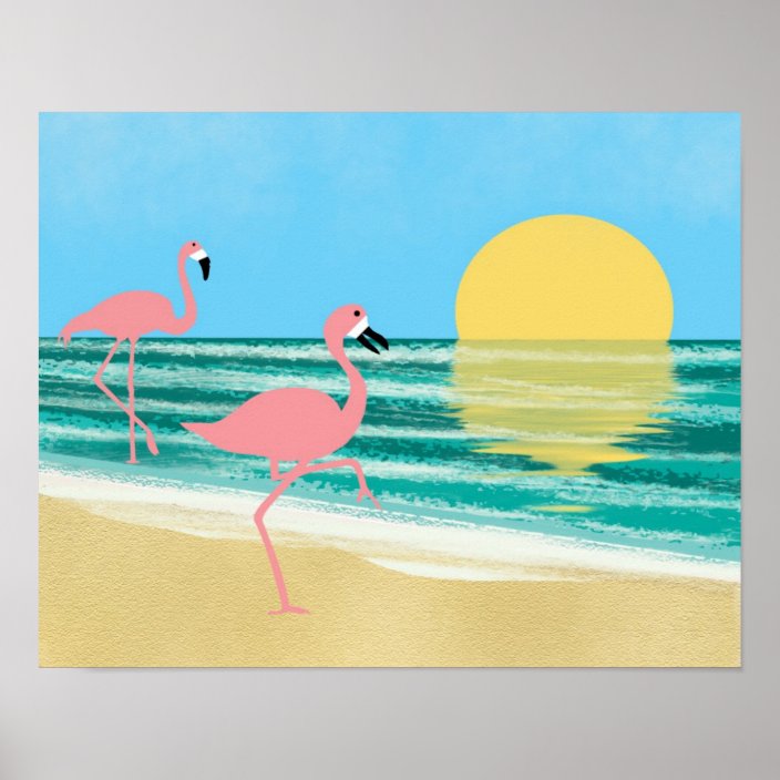 Flamingo Beach Poster | Zazzle.com