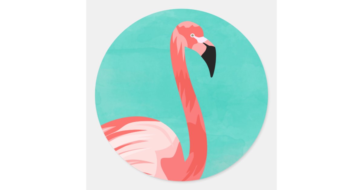 Flamingo Bird Classic Round Sticker | Zazzle